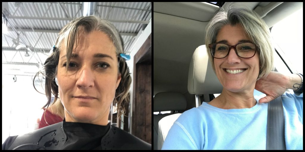 Tips and Tricks for Going Gray - Products and hair styles to help process.