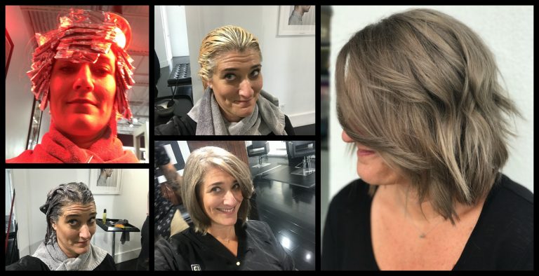 Tips and Tricks for Going Gray - Products and hair styles to help process.